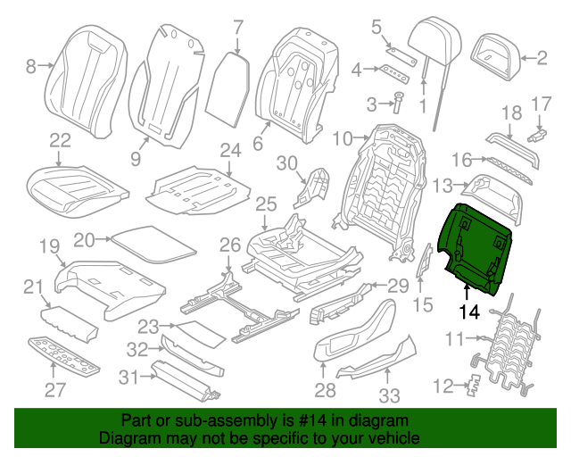 52107409615 - 2016-2022 BMW Seat Back Panel (52-10-7-409-615) | BMW of ...