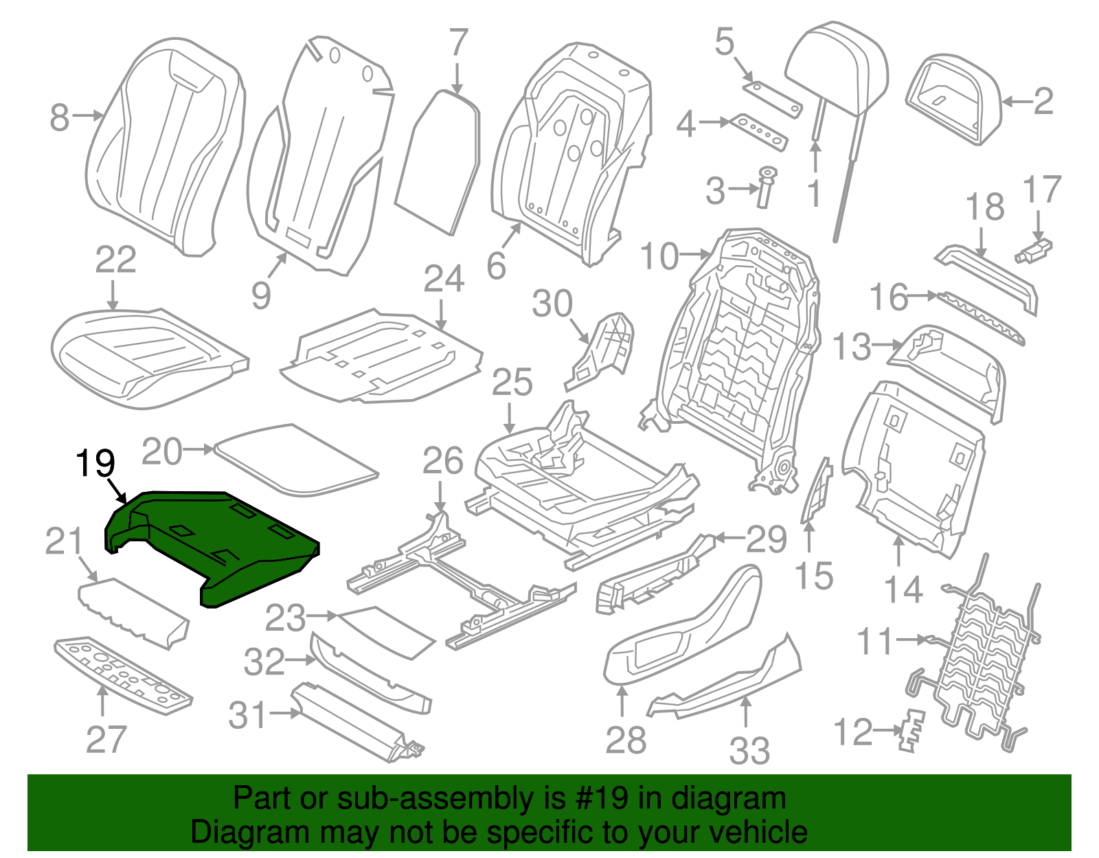 2017-2023 BMW Seat Cushion Pad 52-10-7-354-593 | BMW Parts Online Hub