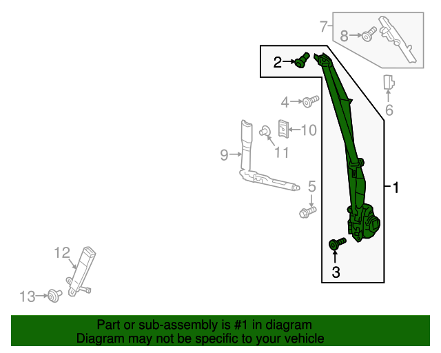 Cashmere Driver Seat Belt with Retractor and Pre-Tensioner 84542558 GM ...
