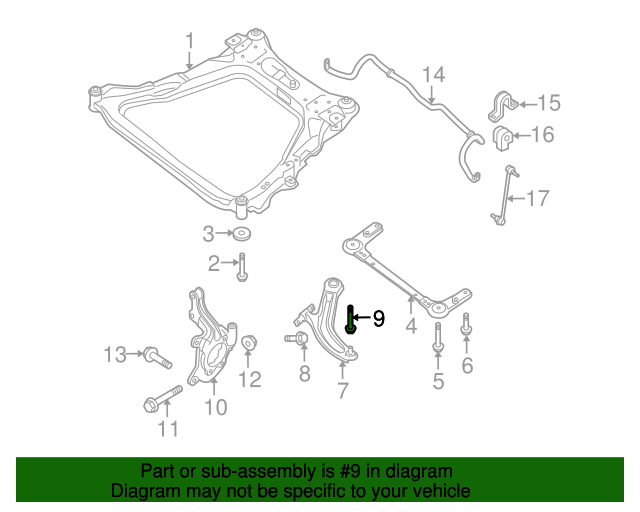 2007-2019 Nissan Lower Control Arm Rear Bolt 54459-EN00E | TascaParts.com