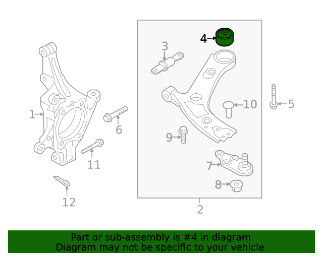 2021-2022 Kia Lower Control Arm Rear Bushing 54584 P2000 | TascaParts.com