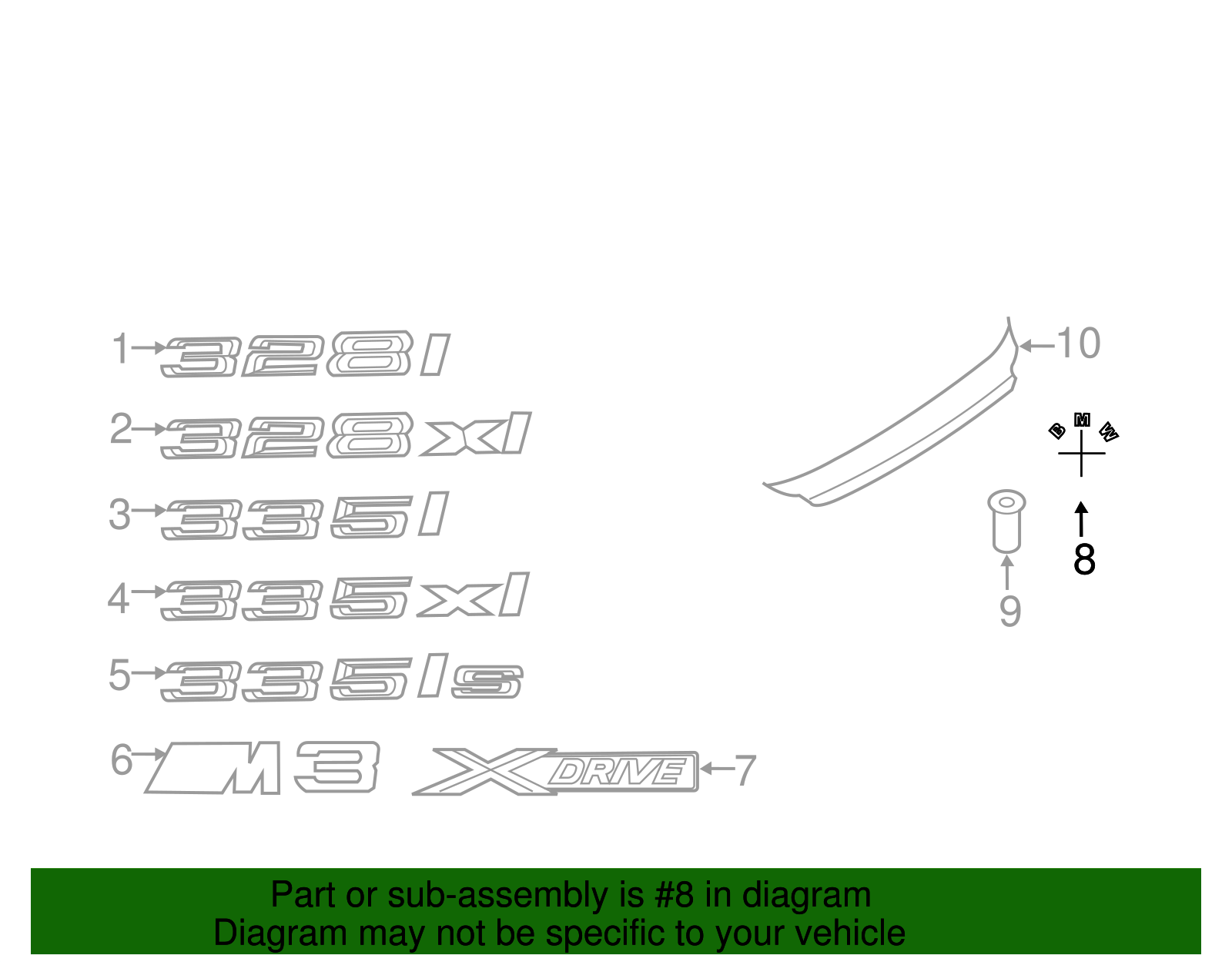 51147146051 - 2007-2013 BMW Deck Lid Emblem (51-14-7-146-051) | BMW of ...