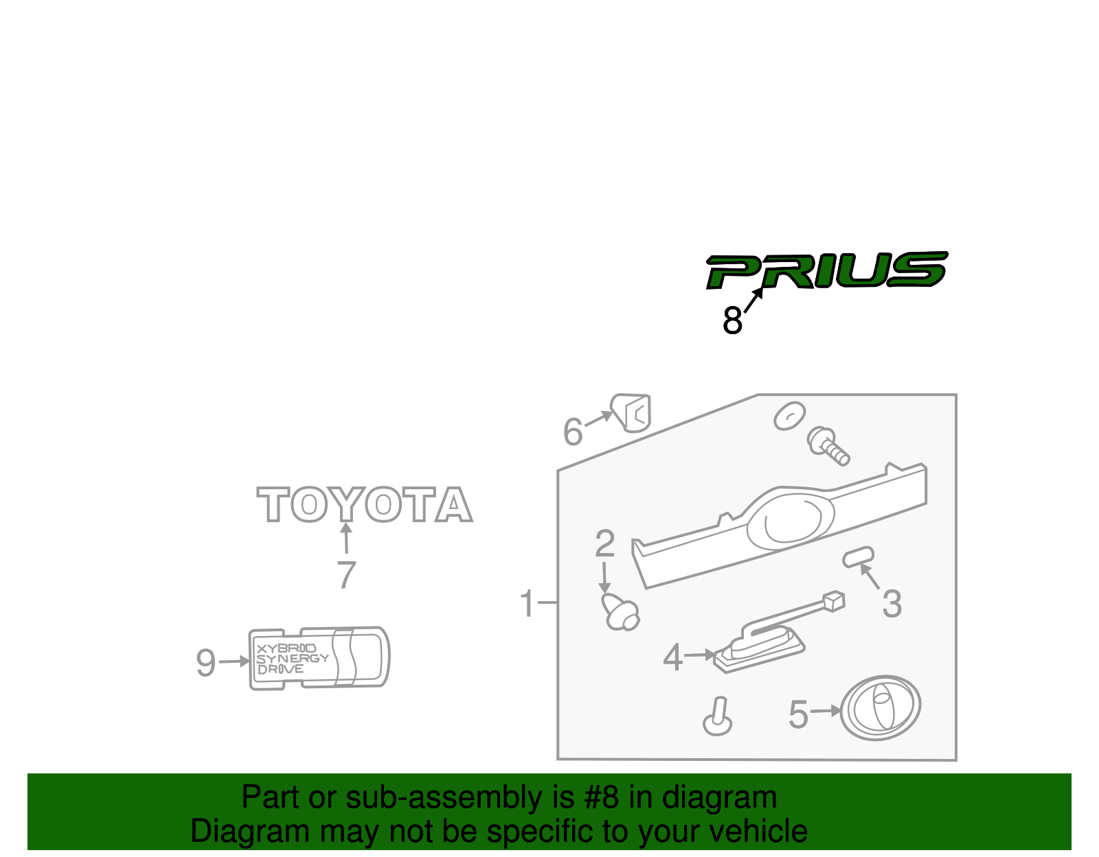 2004-2009 Toyota Prius Nameplate 75442-47010 | Toyota Parts Center