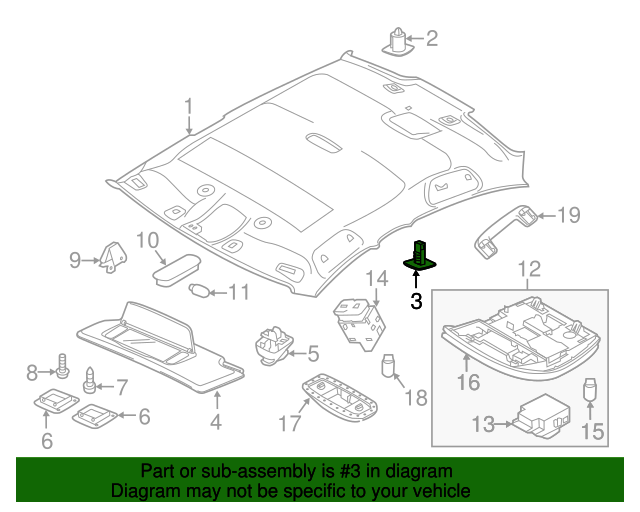 2007-2018 Volvo Headliner Clip 39899163 | TascaParts.com