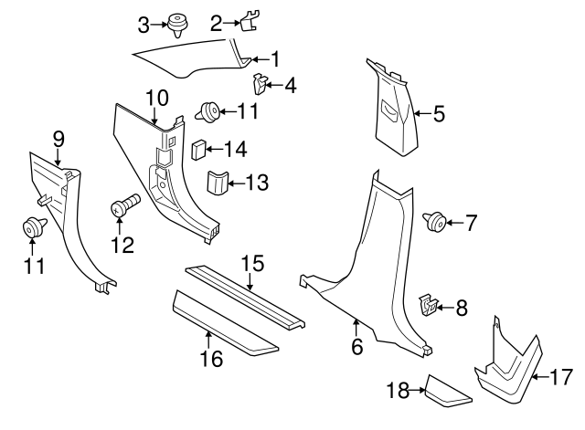 Genuine BMW 51-43-7-363-956 | Upper Center Pillar Trim | FREE Shipping ...