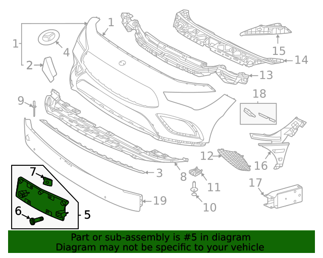 118-880-15-00 - License Plate Bracket 2020-2023 Mercedes-Benz CLA 250 ...