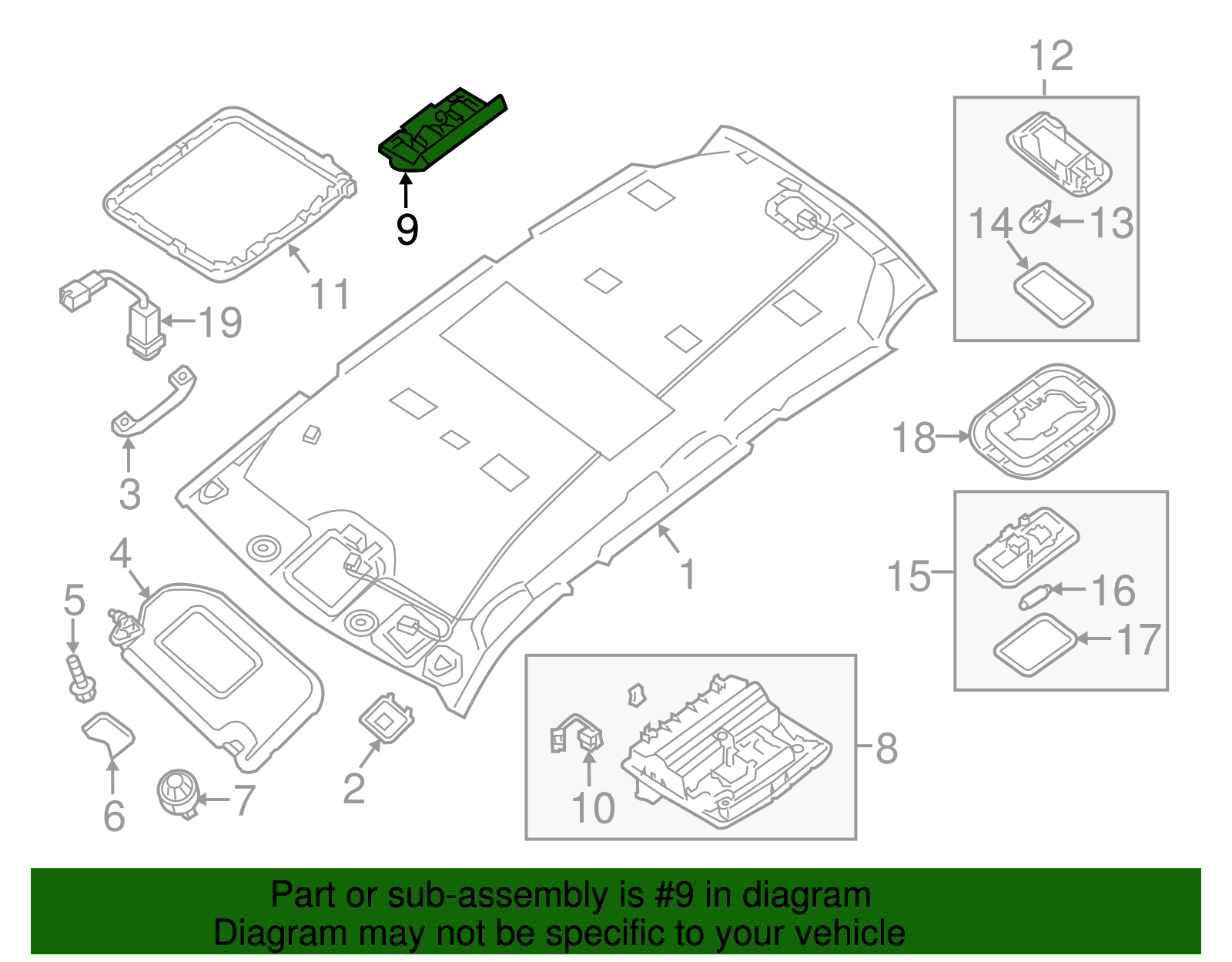 2019-2020 Nissan Pathfinder Map Lamp Assembly Bracket 26439-9PR0A ...