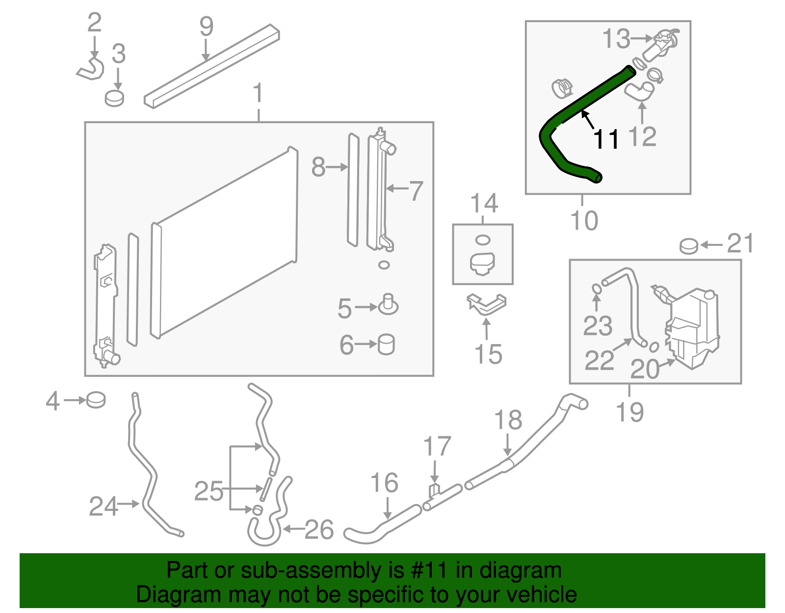 2009-2017 Nissan Coolant Hose 21501-JP00C | My Nissan Part