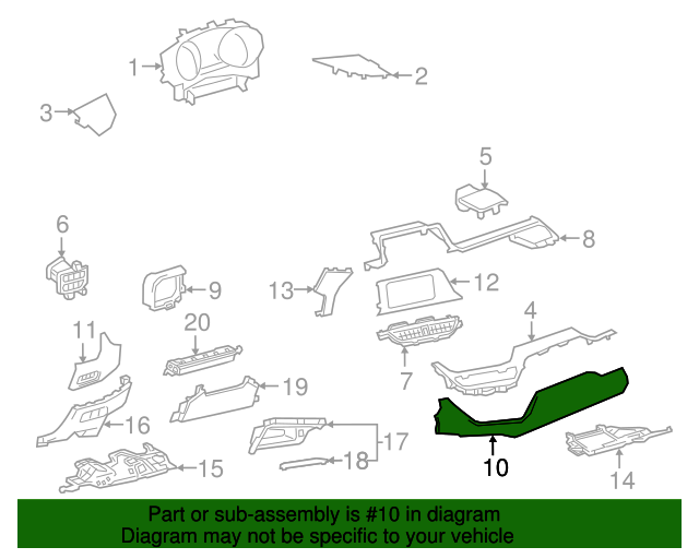 2018-2022 Toyota C-HR Finish Panel 55470-F4010-C1 | Toyota Parts Center