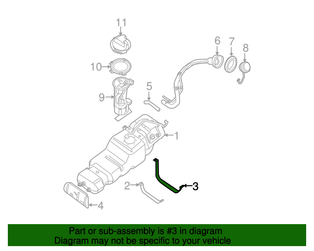2004-2019 Nissan Fuel Tank Mount Strap 17407-7S000 | TascaParts.com