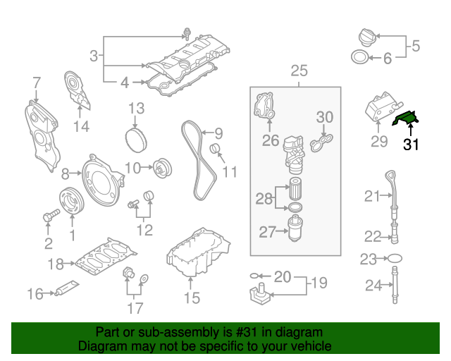 2005-2006 Audi Oil Cooler Bracket 06D-121-521-B | Audi USA Parts