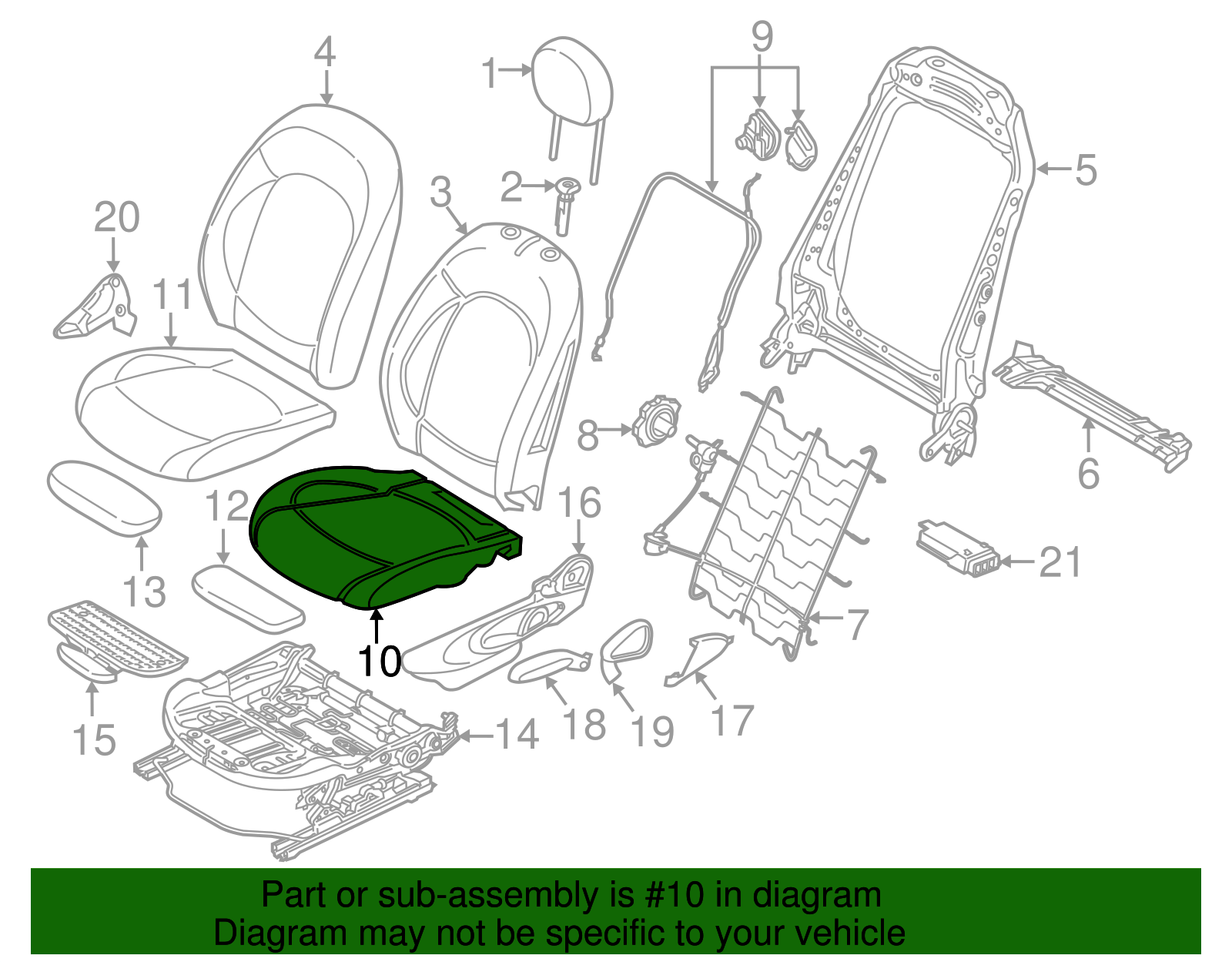 2014-2024 Mini | Seat Cushion Pad | 52-10-7-389-090 | BMW OEM Parts Store