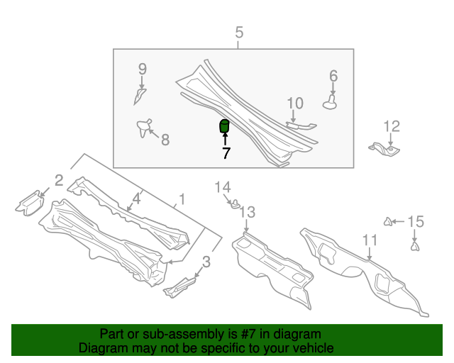 1990-2009 Subaru Cowl Grille Clip 91167AA000 | TascaParts.com