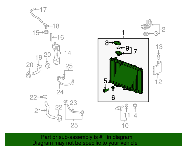 19010-RB1-J51 - Radiator (Toyo) 2009-2013 Honda Fit | Honda Parts Online