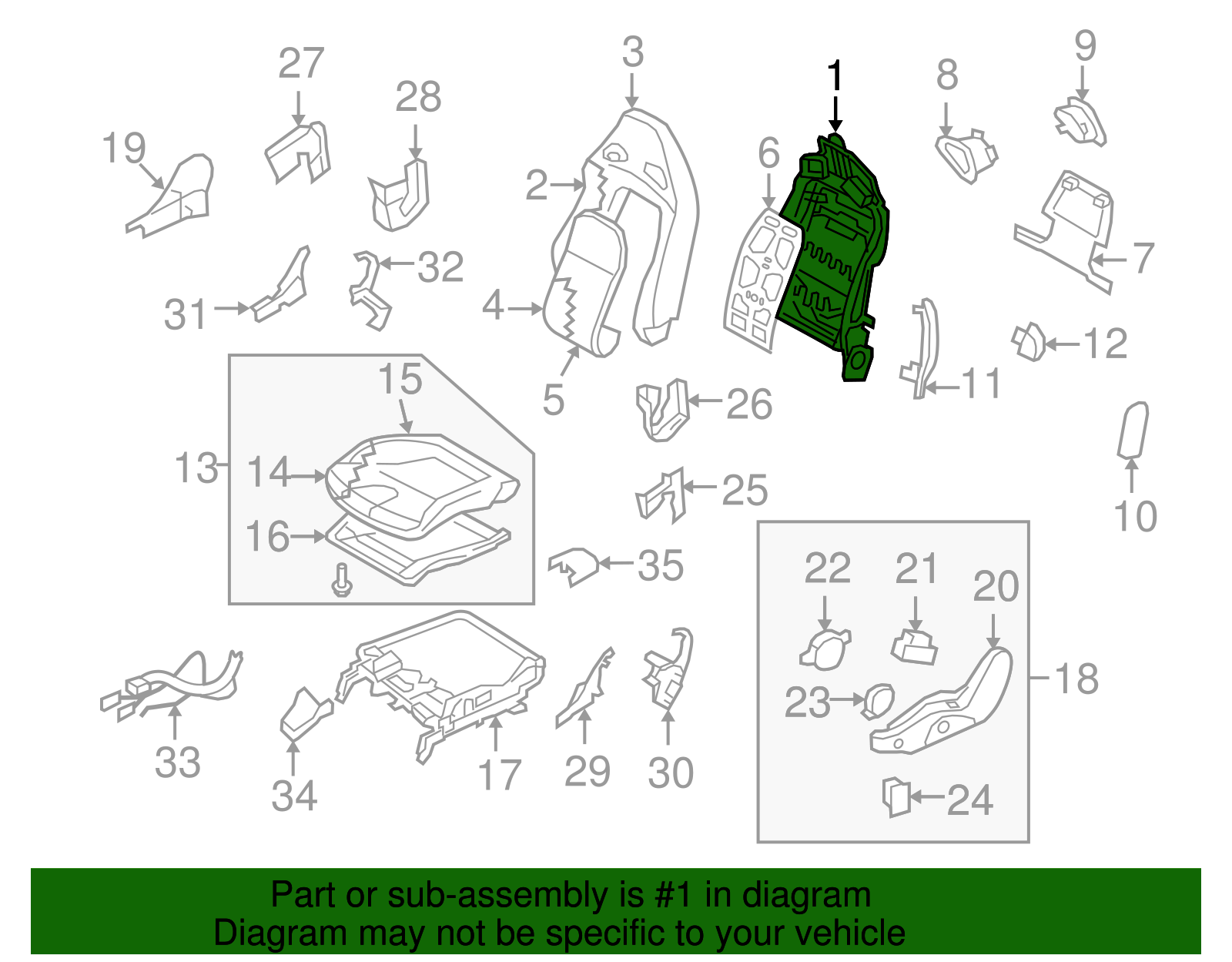 2017-2024 Nissan GT-R Seat Back Frame 87651-6AW5B | QuirkParts