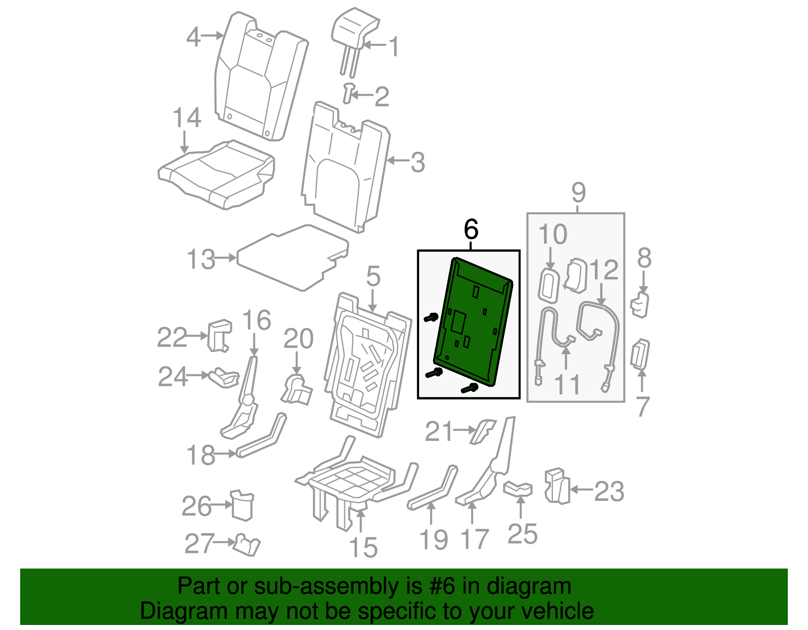 82127-SZA-A02ZB - 2013-2015 Honda Pilot - Cover R Rear Seat-Back Back ...