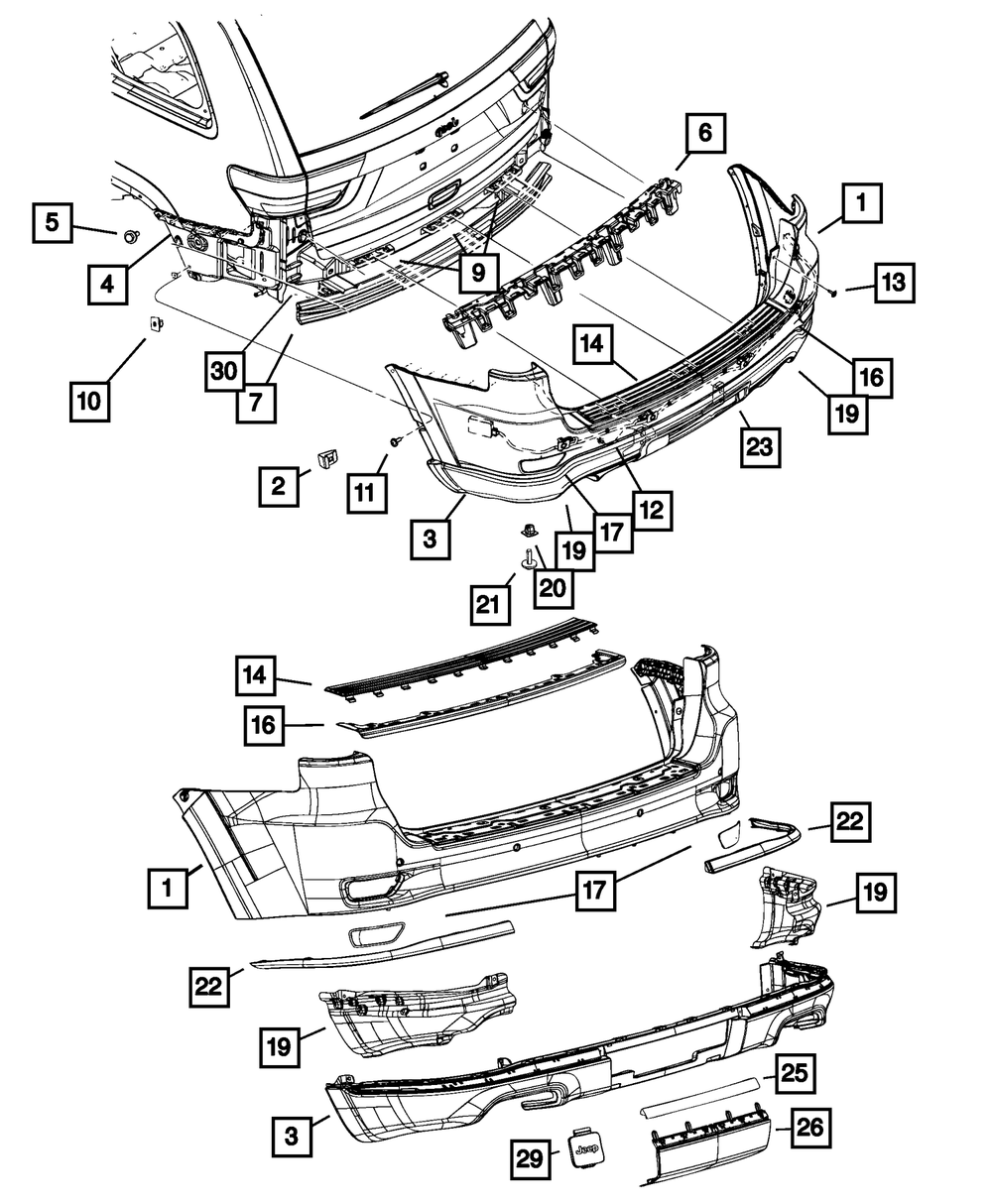 2019-2021 Jeep Grand Cherokee Rear Upper Fascia 68424185AA | Mopar eStore