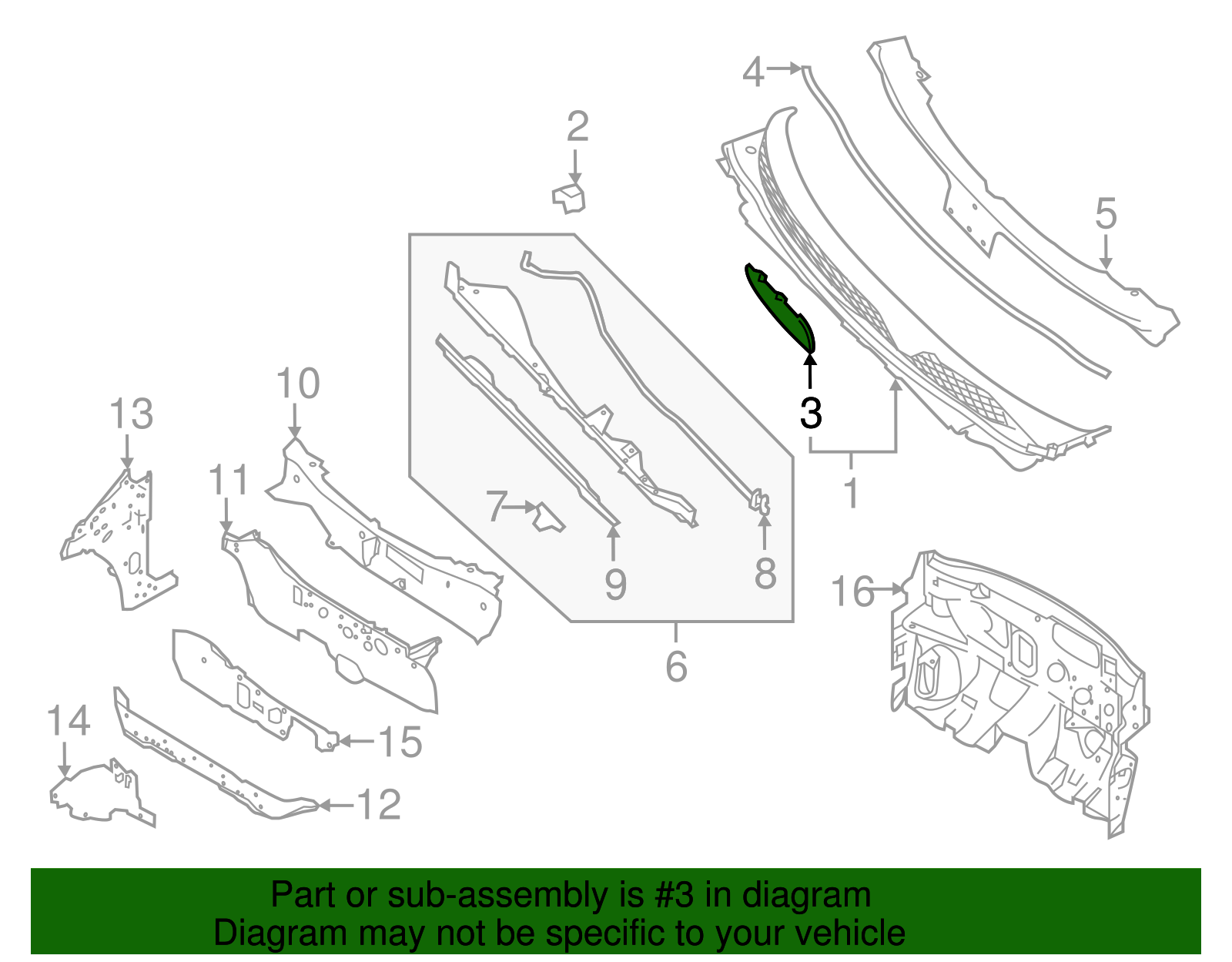 66820-6MA0A - Cowl Grille Upper Cover - 2017-2023 Nissan | Nissan OEM ...