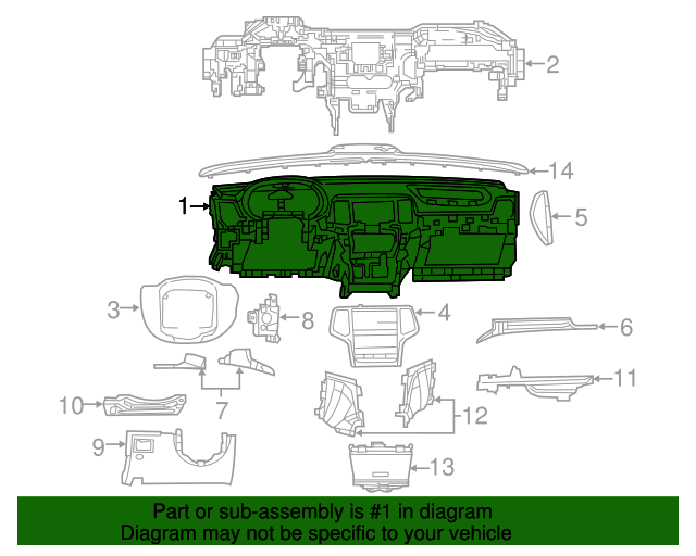 2014-2021 Jeep Grand Cherokee Instrument Panel 5QX85DX9AE | TascaParts.com