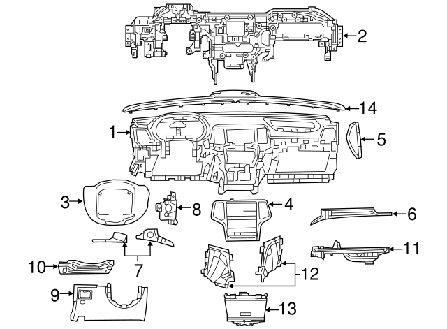2014-2021 Jeep Grand Cherokee Instrument Panel 5QX85DX9AE | TascaParts.com