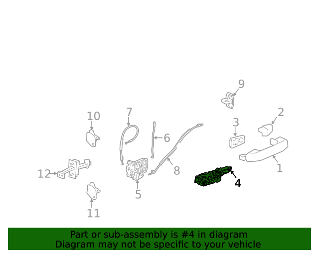 2015-2020 GM Passenger Side Rear Door Outside Handle Bracket 13592460 ...