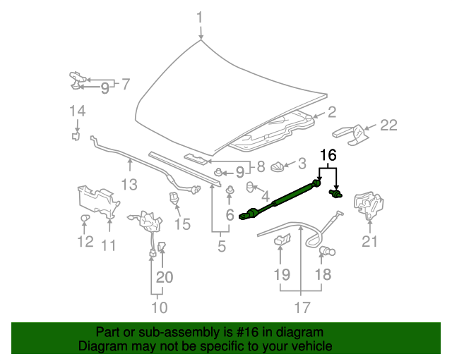 74195-SDB-A02 - Stay Assembly, L Hood Opener 2003-2007 Honda Accord ...