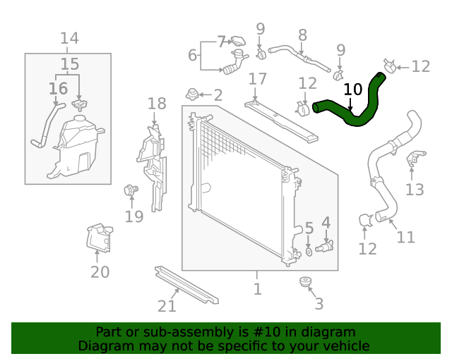 16572-F0010 - Radiator Hose - 2018-2023 Toyota | OEM Genuine Toyota Parts