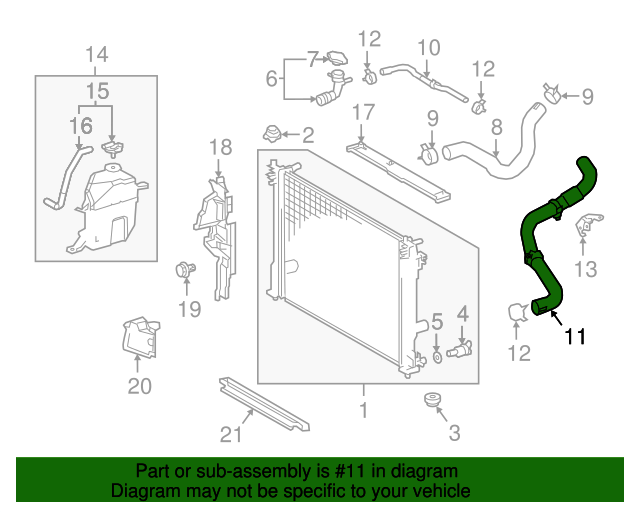 2018-2020 Toyota Camry Radiator Hose 16571-F0010 | Longo Toyota Parts