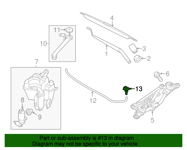 2012-2017 Nissan Juke Washer Nozzle - Passenger Side (RH) 28930-8995A ...