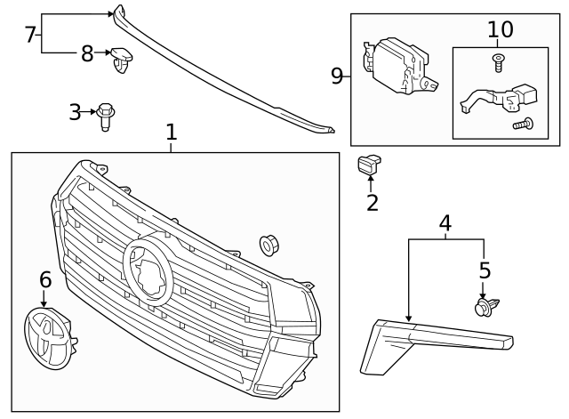 53101-60936 - Grille 2016-2021 Toyota Land Cruiser | Group 1 Auto Parts