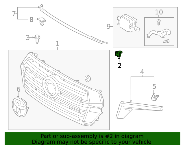 53117-60060 - Grille Clip - 2008-2021 Toyota Land Cruiser | OEM Genuine ...