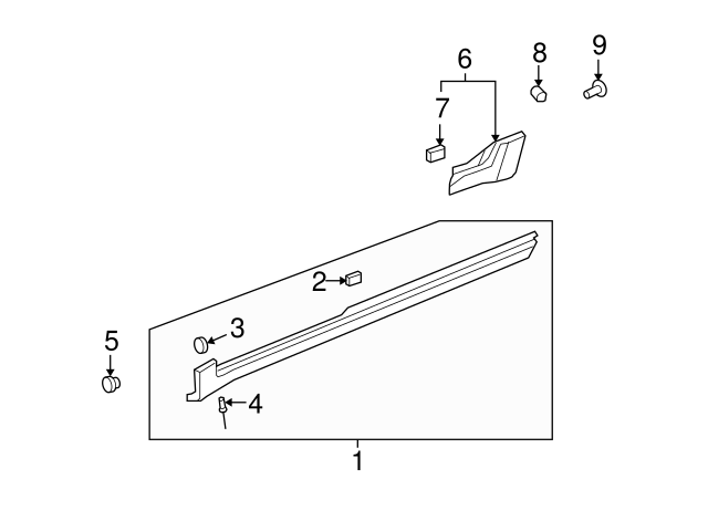 Genuine OEM Black Passenger Side Rocker Panel Front Molding Part ...