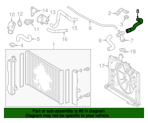 16571-0T040 - Radiator Coolant Hose - 2009-2019 Toyota ...