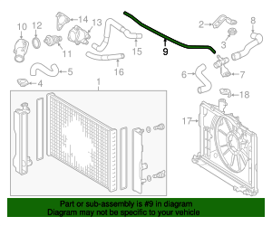 16261-0T020 - By-Pass Hose - 2009-2017 Toyota | OEM Genuine Toyota Parts