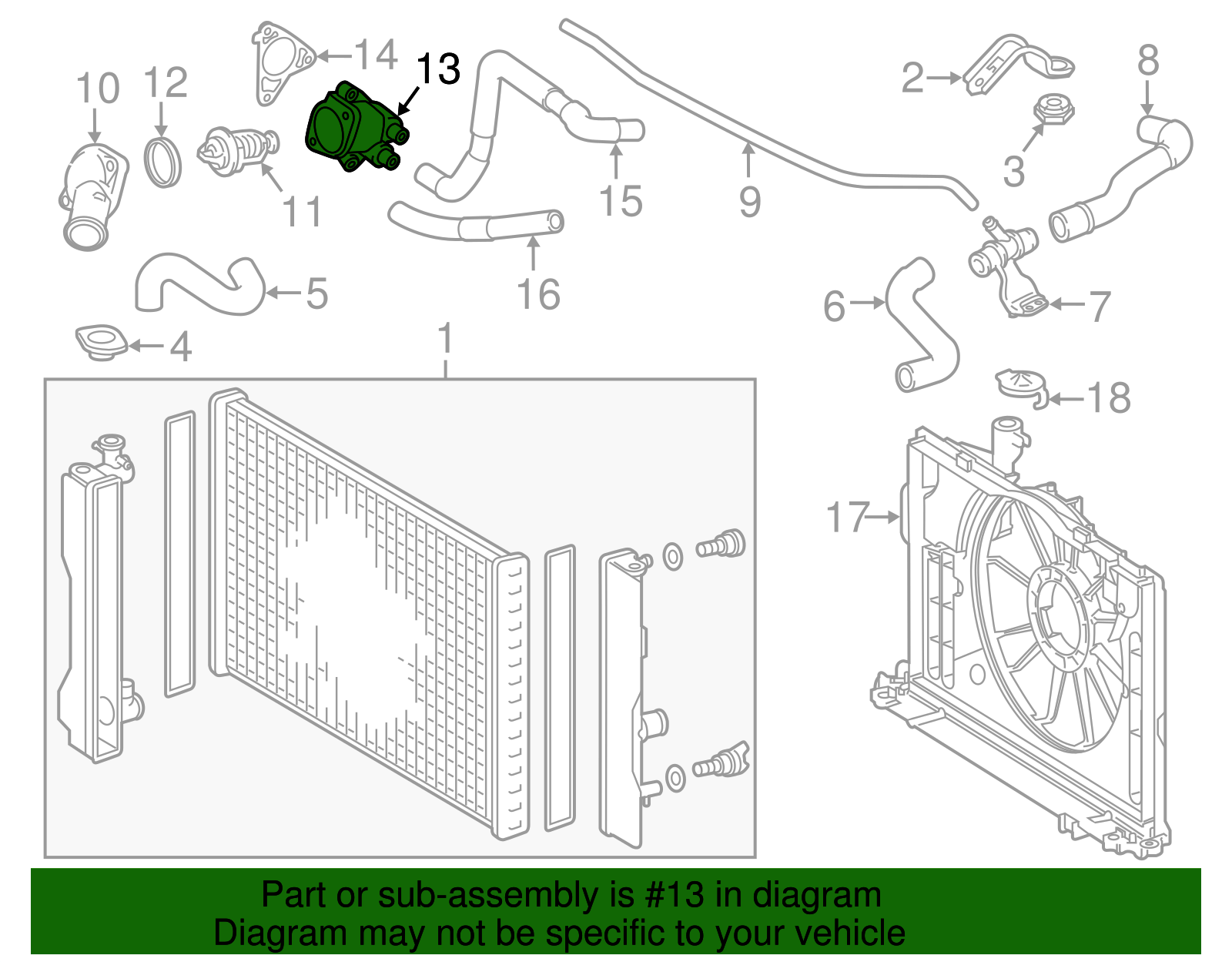 Genuine Toyota Thermostat Housing part# 16323-0T021 for 2014-2019 ...