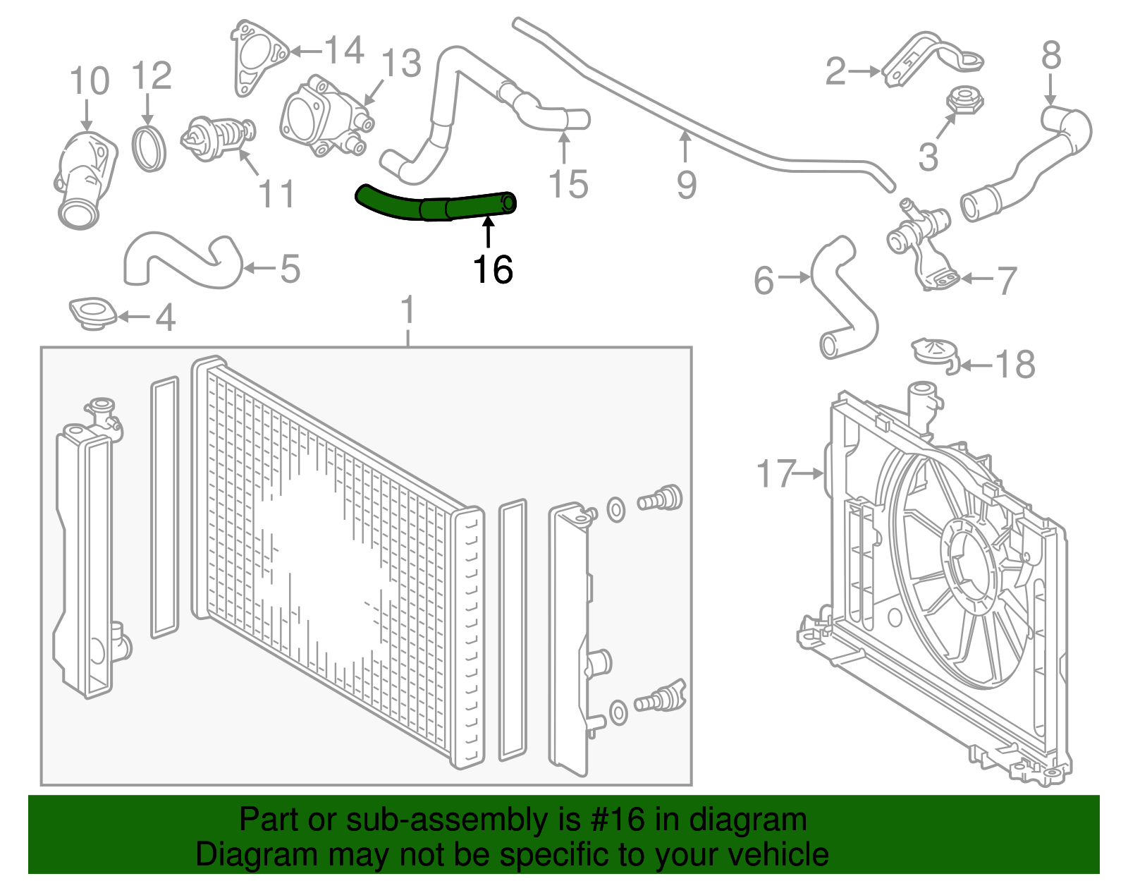 2008-2022 Toyota Engine Coolant Hose 16267-0T210 | Toyota Parts Center