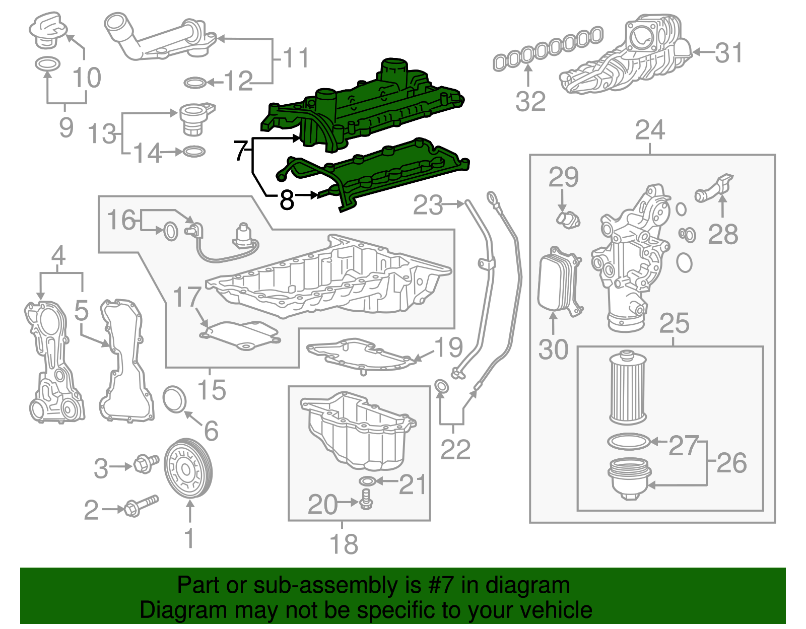 2016-2022 GM Valve Rocker Arm Cover Kit with Studs, Bolts, Gasket, Pipe ...