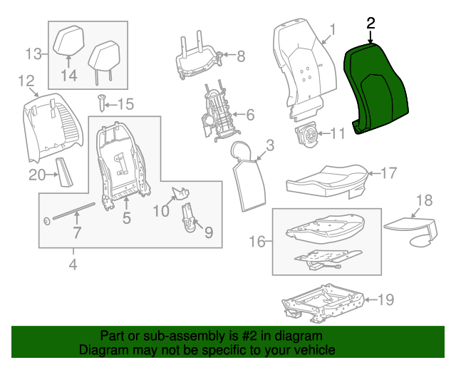22738050 GM Light Cashmere Passenger Seat Back Cover | GM Parts Store