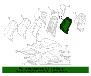 205-910-01-42 - Seat Back Reinforcement Plate 2015-2022 Mercedes-Benz ...