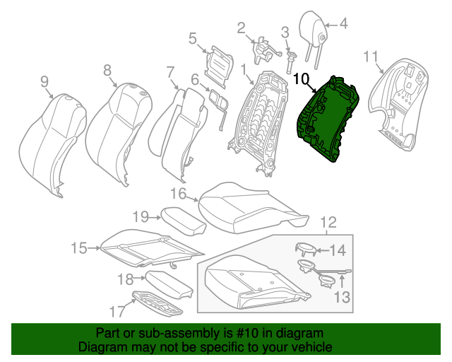 205-910-01-42 - Seat Back Reinforcement Plate 2015-2022 Mercedes-Benz ...