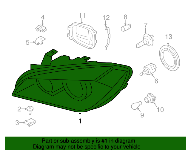 63117290237 - 2013-2015 BMW X1 Composite Headlamp (63-11-7-290-237 ...