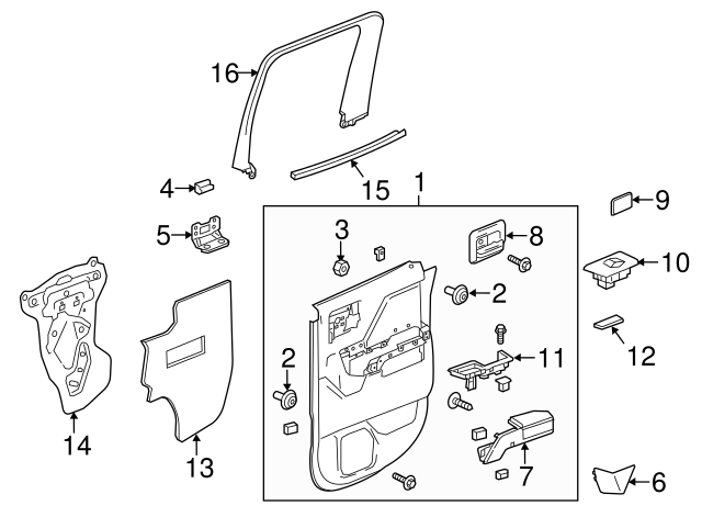 2016-2018 GM Trim Assembly-Rear S/D *Black 23387434 | GMPartsDirect.com