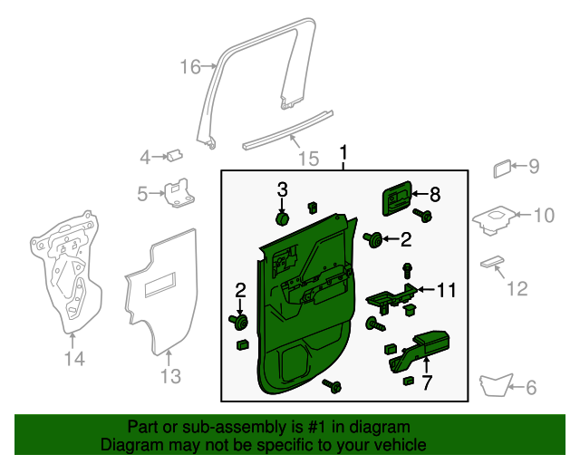 2016-2018 GM Trim Assembly-Rear S/D *Black 23387434 | GMPartsDirect.com