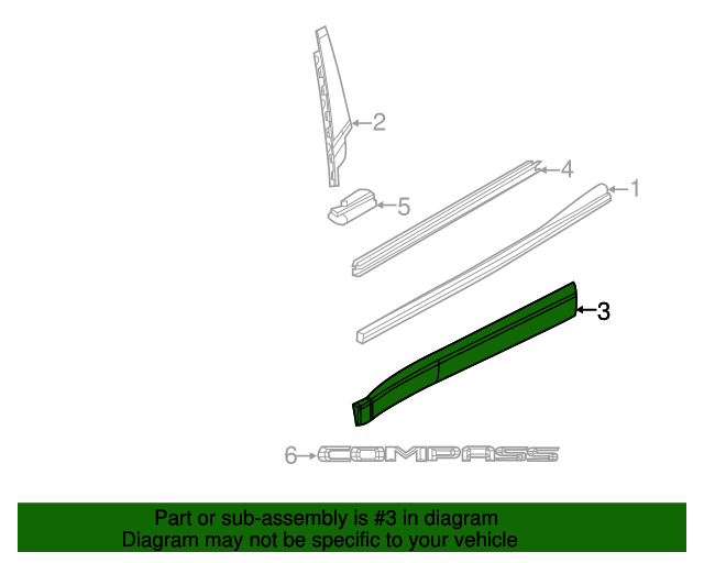 2017-2019 Jeep Compass Body Side Molding - Passenger Side (RH ...