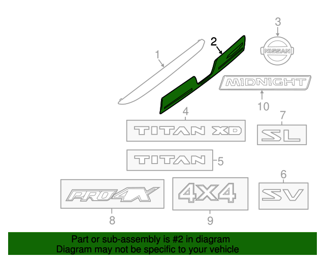 90810-EZ00C - Applique 2016-2019 Nissan TITAN XD | Nissan Parts ...
