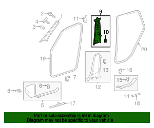 166-690-36-00-1C57 - Upper Center Pillar Trim 2016-2019 Mercedes-Benz ...