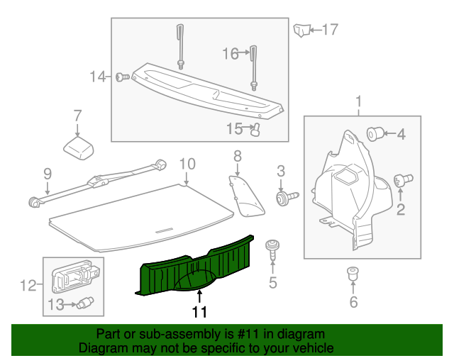 2012-2014 Toyota Yaris Tail Panel Trim 58387-52040-C0 | OEM Parts Online