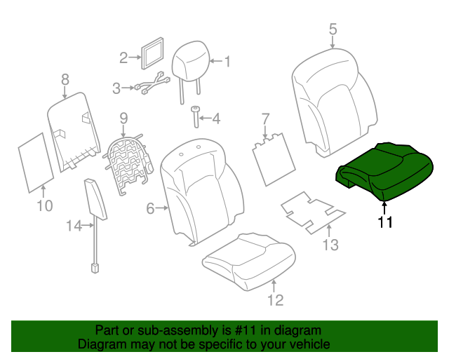 87320-6JL1A - Cushion Cover 2021-2022 Nissan Armada | Nissan Parts ...