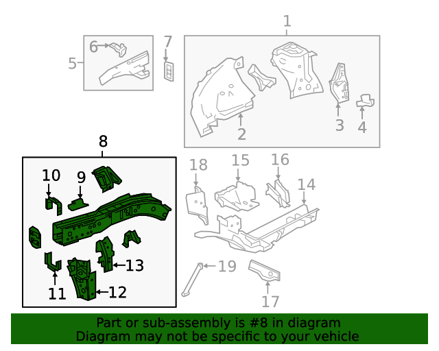 2019-2023 GM Passenger Side Fender Rail 84526304 | TascaParts.com