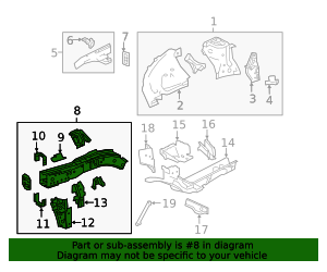 2019-2025 GM Passenger Side Front Compartment Side Rail 84526303 GM ...